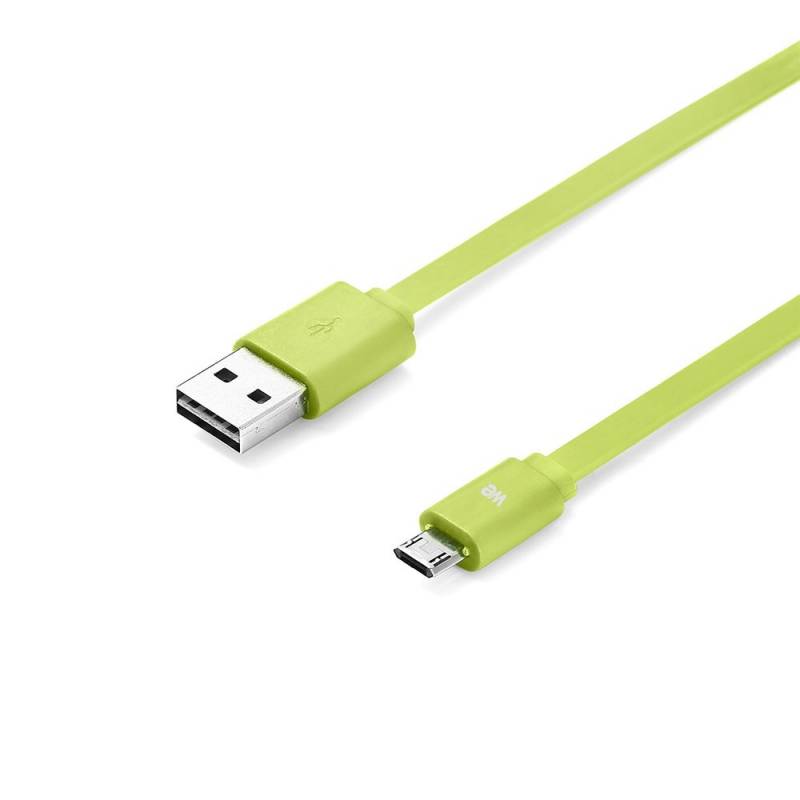We Câble USB/micro USB plat réversible 1m vert