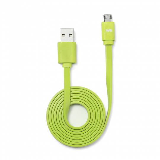 We Câble USB/micro USB plat réversible 1m vert